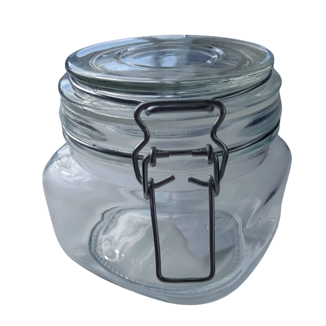 POTE DE VIDRO HERMETICO COM TRAVA 450ML – Embalaroma